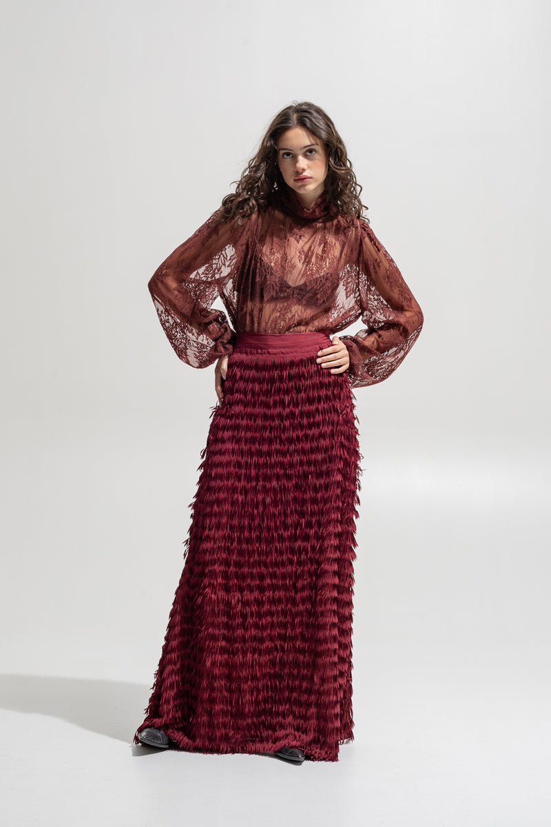 Ogima Maxi Skirt Bordeaux – The Jerkins